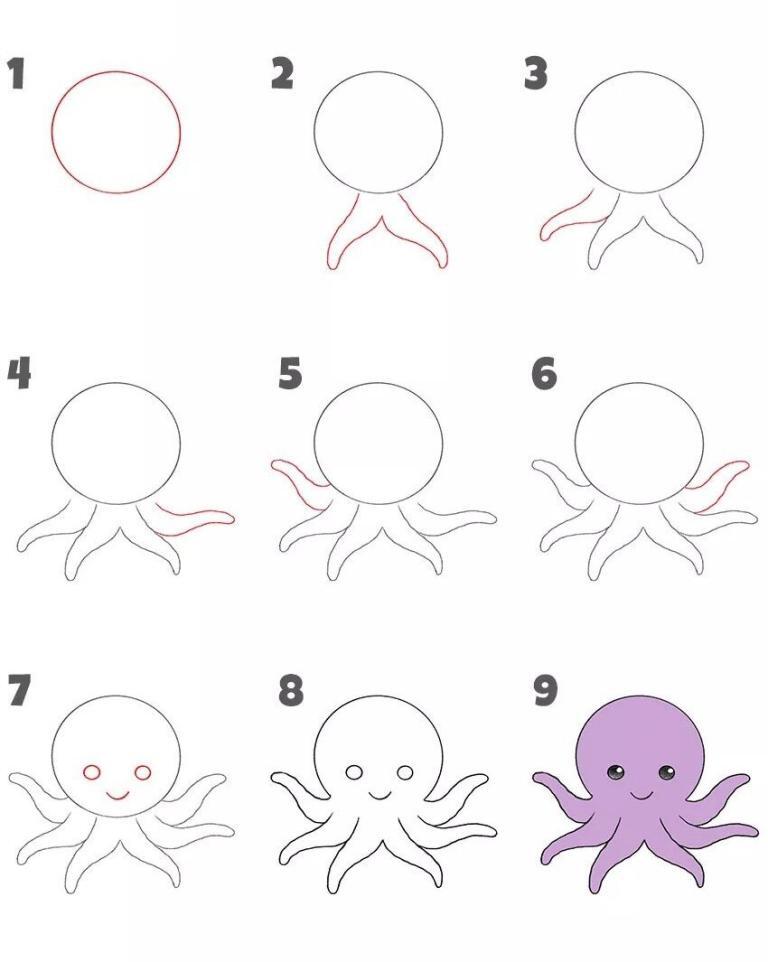 Hoe stap voor stap een octopus tekenen? – Stap Voor Stap Tekenen